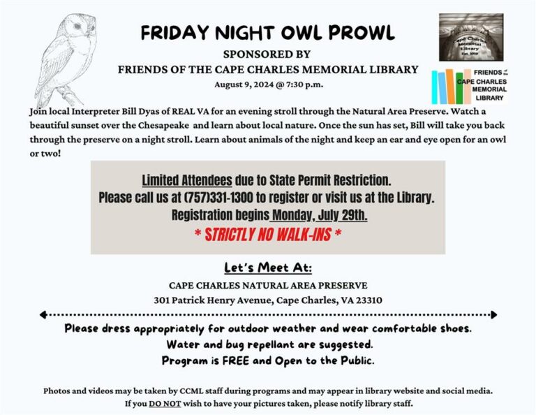 💡 CE: FRIDAY NIGHT OWL PROWL – Cape Charles Natural Area Preserve ...